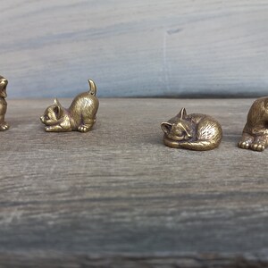 Set of 4 Cute Tiny Figurines, Little Brass Miniature Statue, Small ...