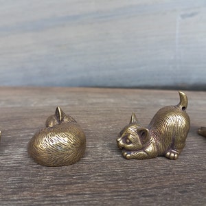 Set of 4 Cute Tiny Figurines, Little Brass Miniature Statue, Small ...