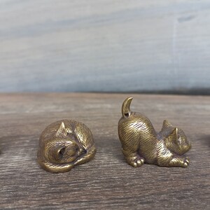 Set of 4 Cute Tiny Figurines, Little Brass Miniature Statue, Small ...