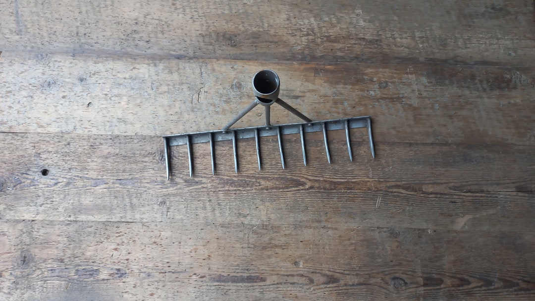17" Stainless Steel Rake - Vintage Primitive Farmhouse Tool - Country ...