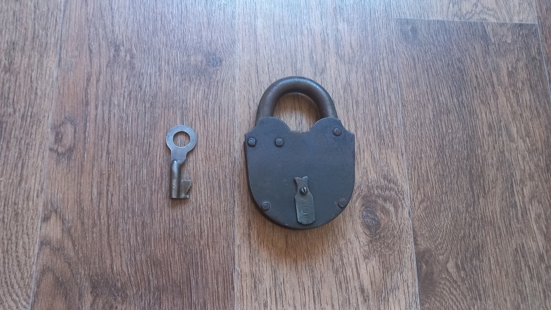 Antique Vintage Door Lock and Key, Old Iron Door Lock, Cast Iron ...