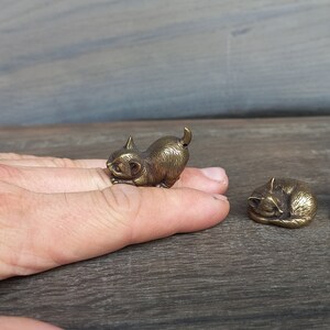 Set of 4 Cute Tiny Figurines, Little Brass Miniature Statue, Small ...