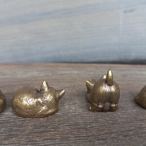 Set of 4 Cute Tiny Figurines, Little Brass Miniature Statue, Small ...