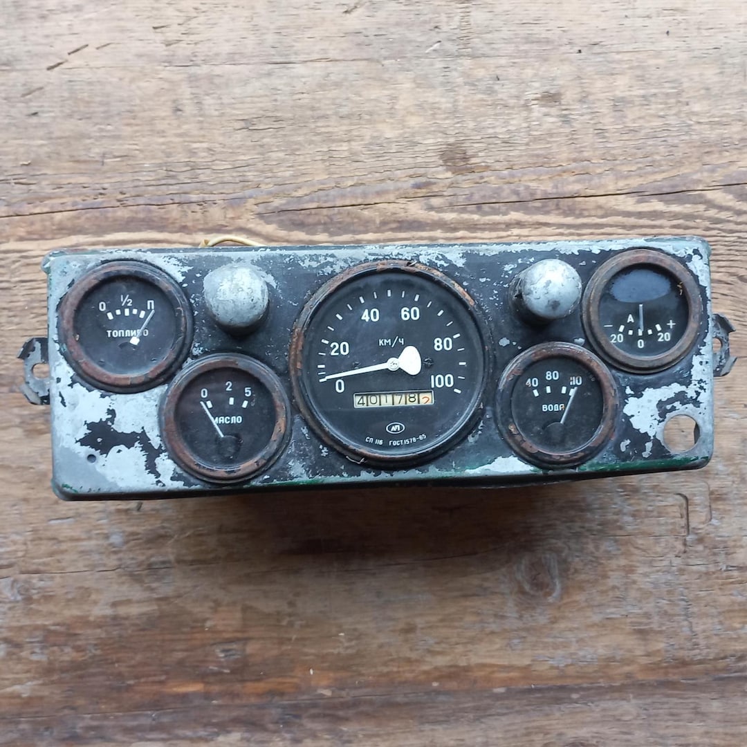 Vintage USSR Truck GAZ 51 Dashboard With Gauges Soviet Car Rusty ...