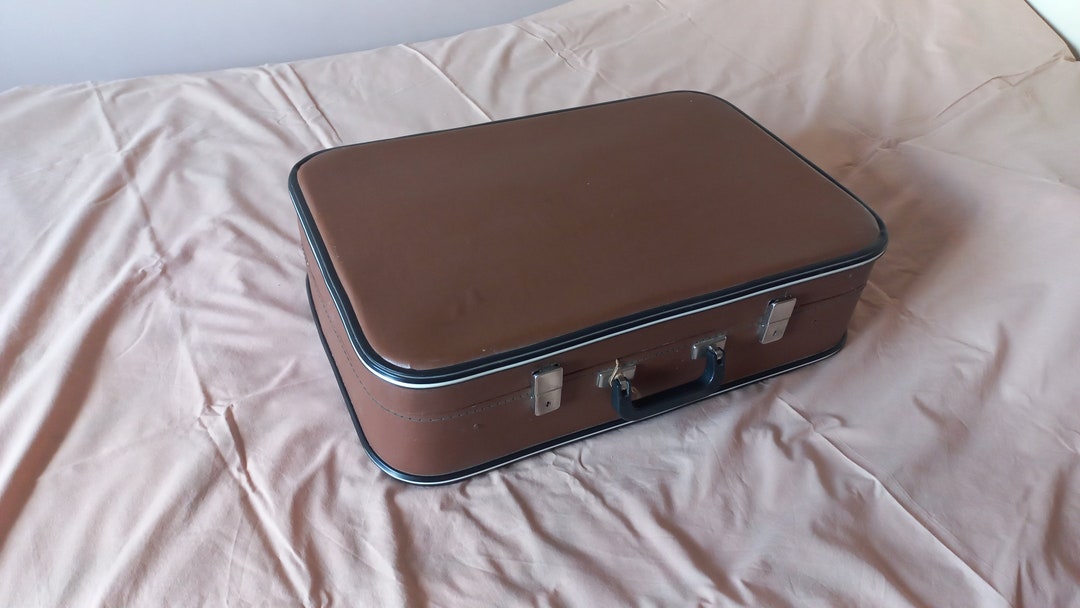 Vintage Suitcase From 70s Old Case With Plastic Handle Travel Retro ...