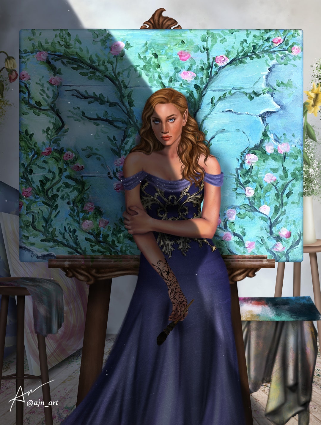 Feyre in the Spring Court Art Print - A Court of Thorns and Roses - Etsy
