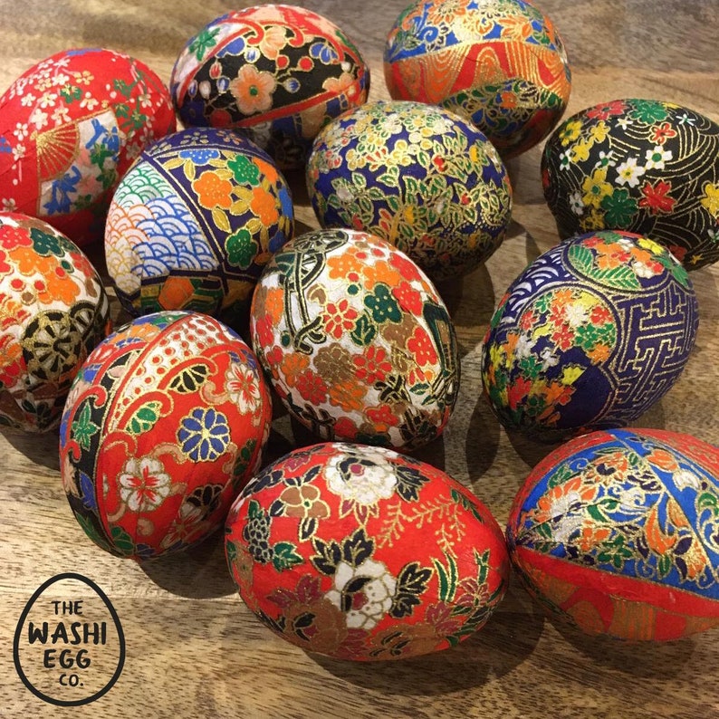 Set of 6 Assorted Washi Easter Eggs Decor - Handmade With Japanese Washi Paper. Perfect for ...