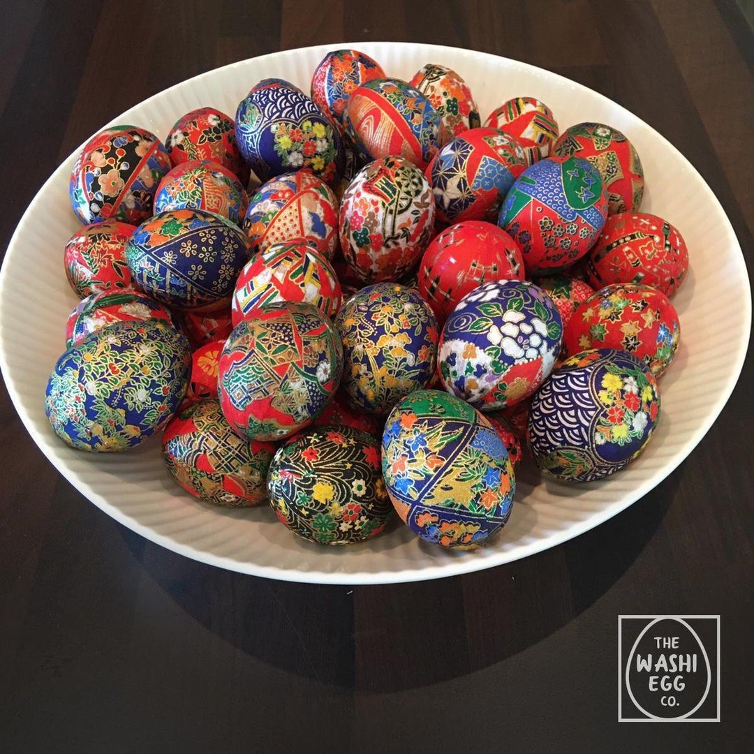 Set of 6 Assorted Washi Easter Eggs Decor - Handmade With Japanese ...