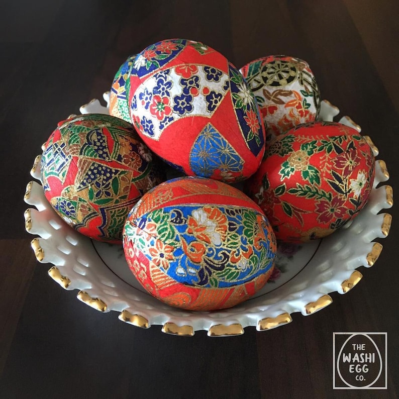 Set of 6 Assorted Washi Easter Eggs Decor - Handmade With Japanese Washi Paper. Perfect for ...