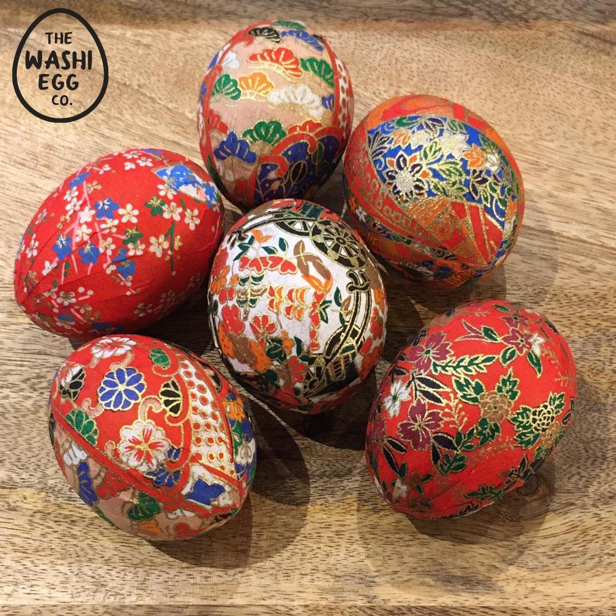 Set of 6 Assorted Washi Easter Eggs Decor - Handmade With Japanese ...