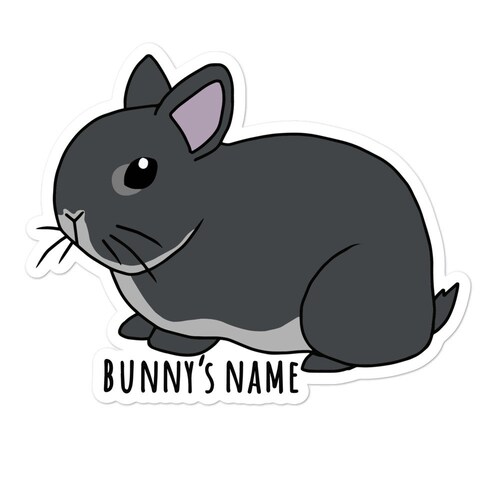 Bunny Sticker Add Name / Vinyl Sticker Netherland Dwarf Grey - Etsy