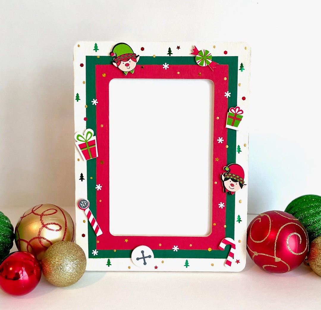 Christmas Picture Frame, Elves and Candy Canes Decor - Etsy