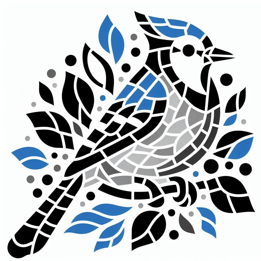 Mosaic Blue Jay Template Pack - Etsy