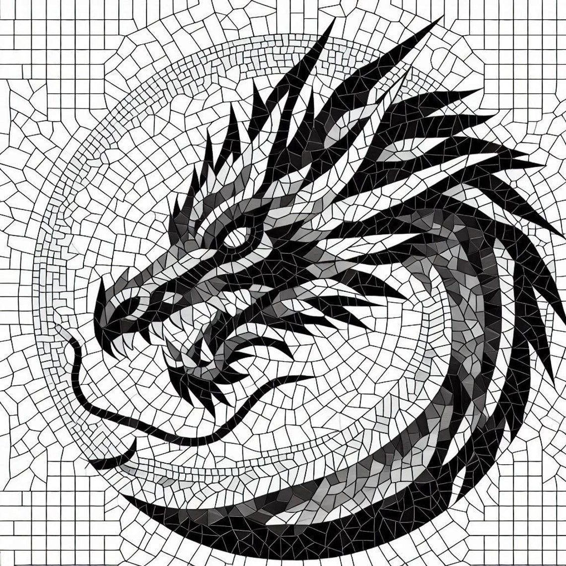 Mosaic Dragon Template Pack - Etsy