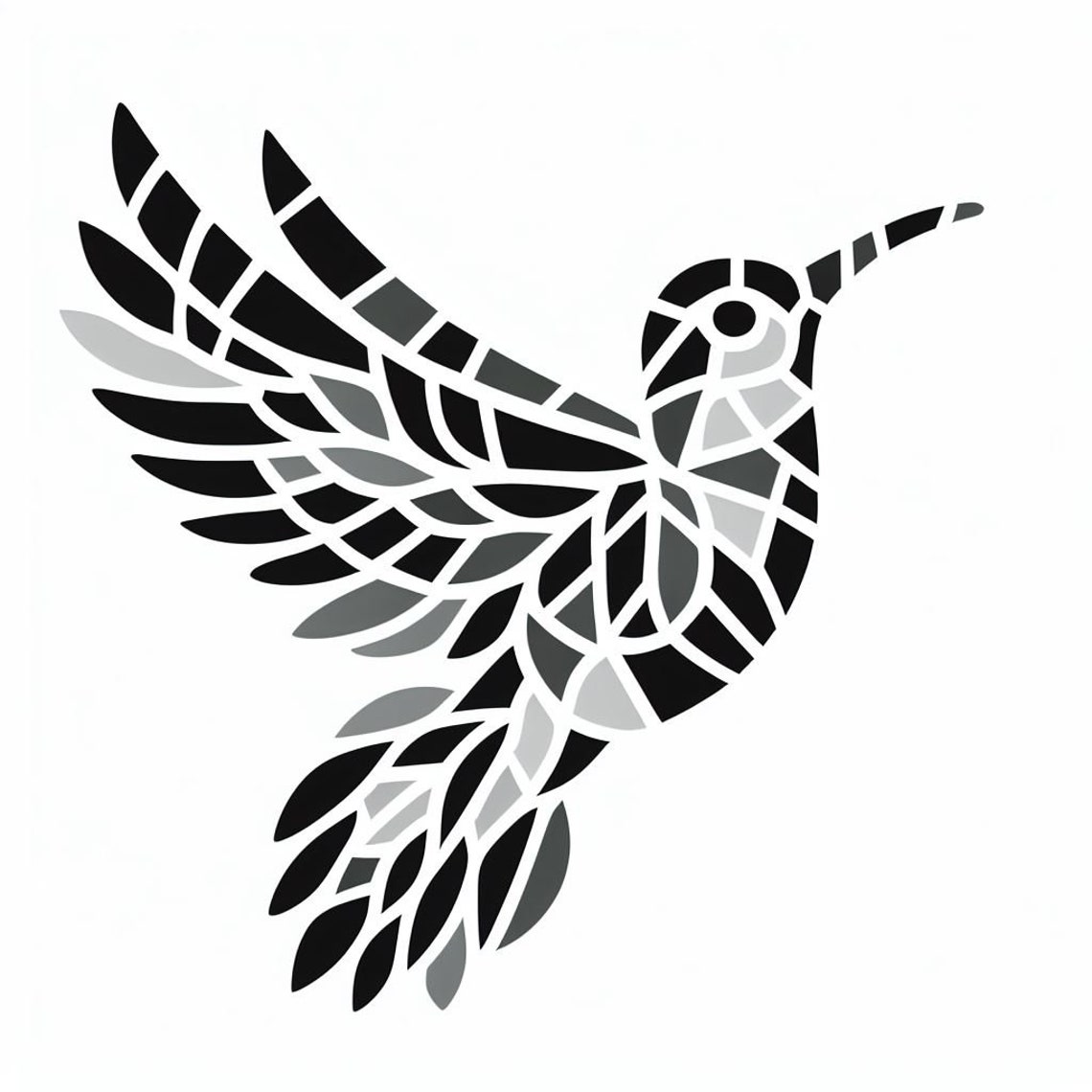 Mosaic Hummingbird Template Pack - Etsy