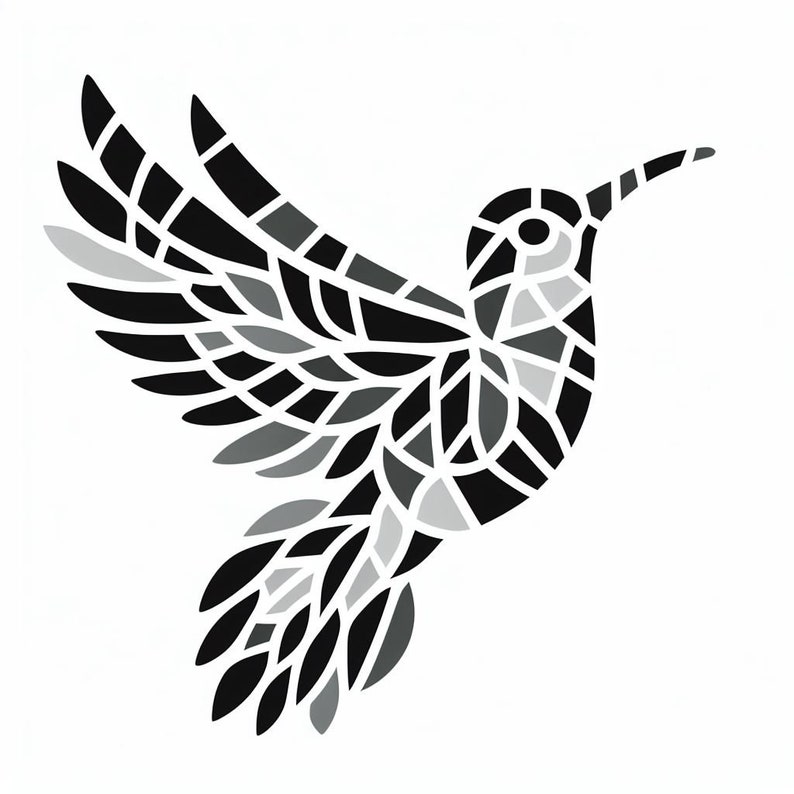 Mosaic Hummingbird Template Pack - Etsy