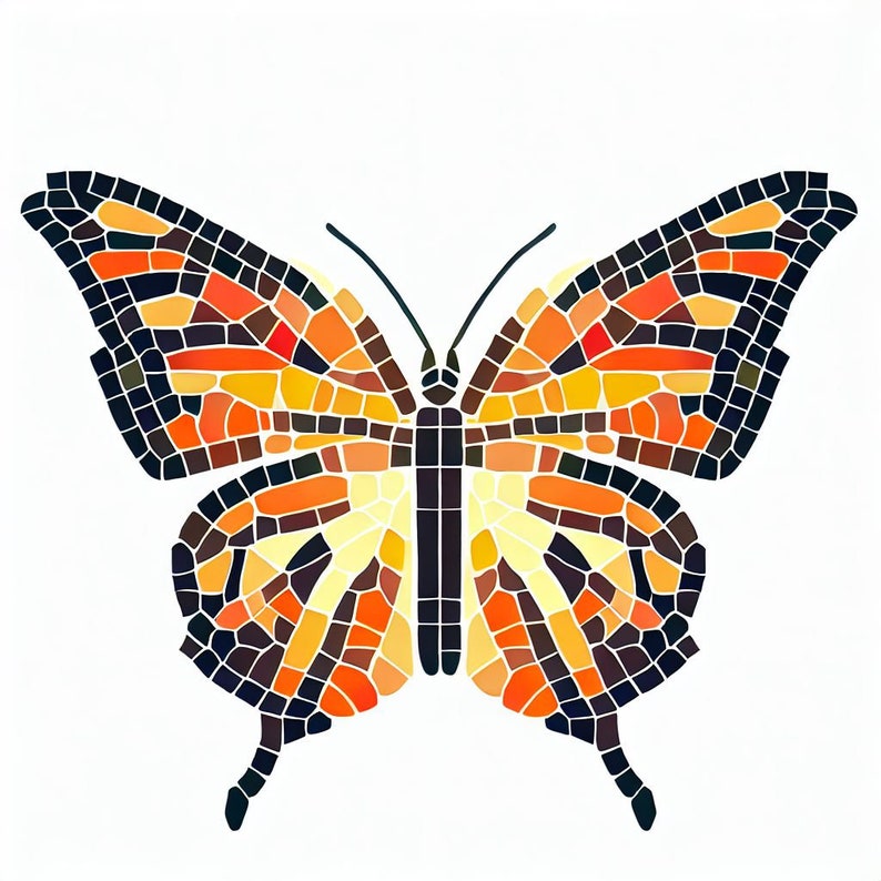 Mosaic Monarch Butterfly Pattern Template Pack - Etsy