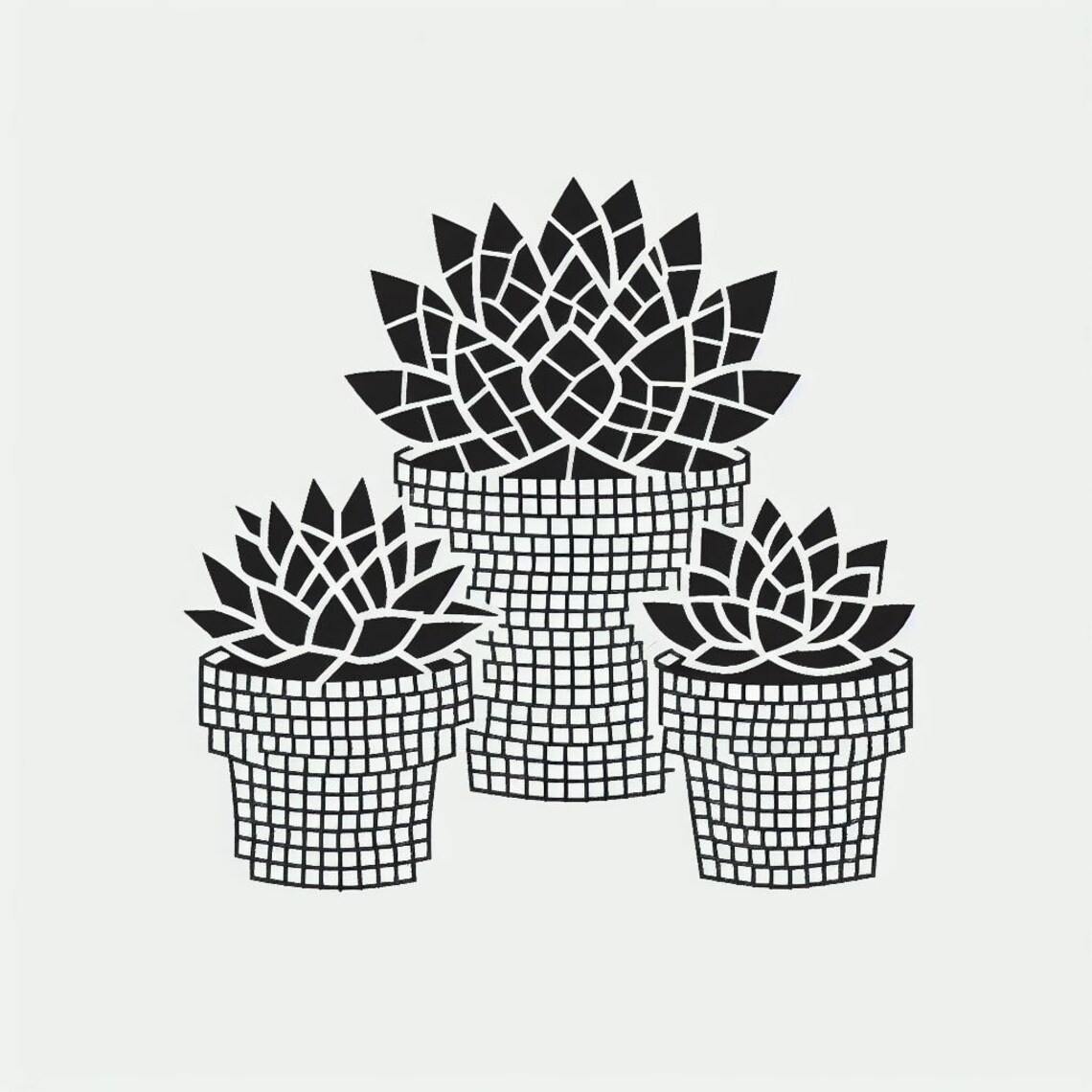 Mosaic Succulent Template - Etsy