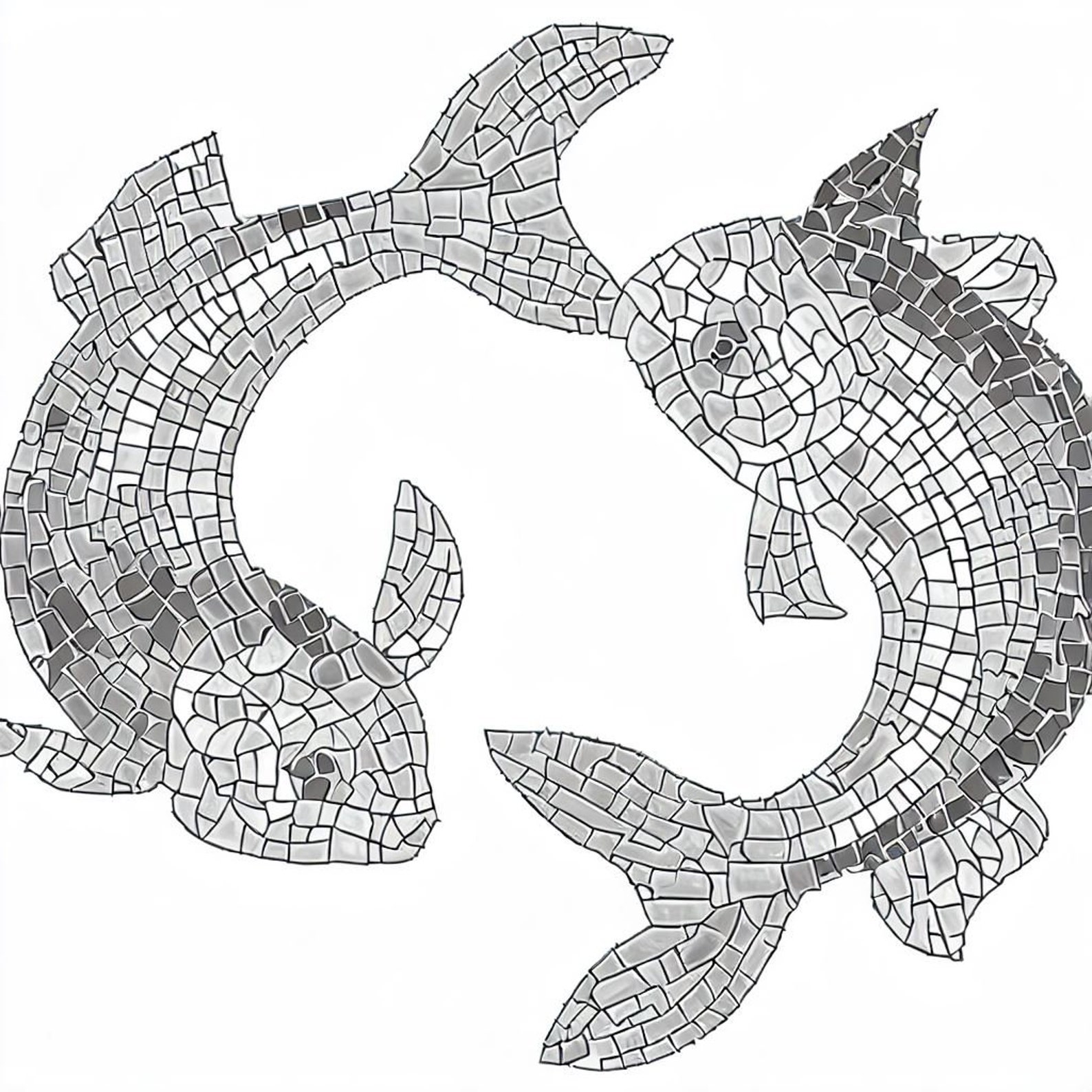 Mosaic Koi Fish Pattern Template - Etsy