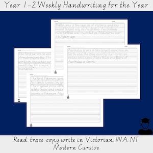 Year 1 - 2 Weekly Handwriting for the Year Read, Trace, Copy, Write in ...