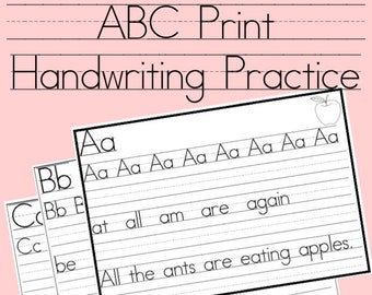 Alphabet Handwriting Practice Sheets A-Z Letters QLD | Etsy
