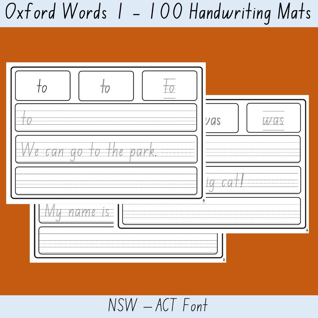 Oxford Word List 1 - 100 NSW ACT Font Writing Word Mat List Home ...