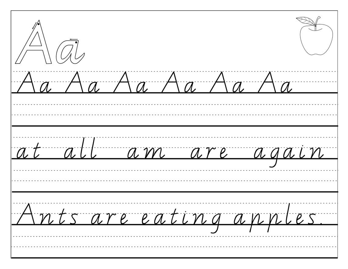A-Z Alphabet Handwriting Letters Practice Sheet VIC WA NT Australia ...