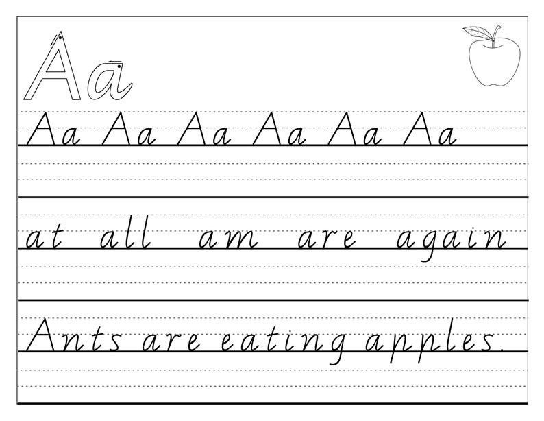 A-Z Alphabet Handwriting Letters Practice Sheet VIC WA NT Australia ...