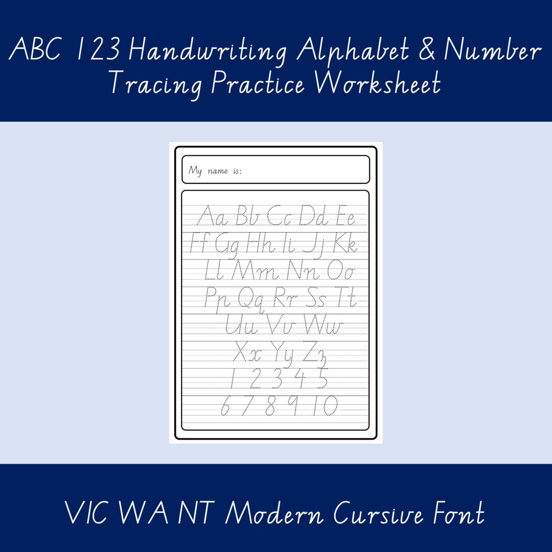 ABC 123 Victorian Handwriting Alphabet Number Practice - Etsy