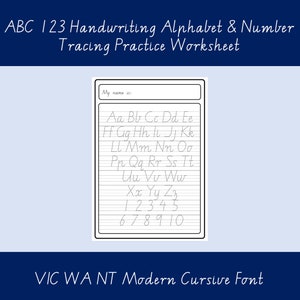 ABC 123 Victorian Handwriting Alphabet Number Practice - Etsy