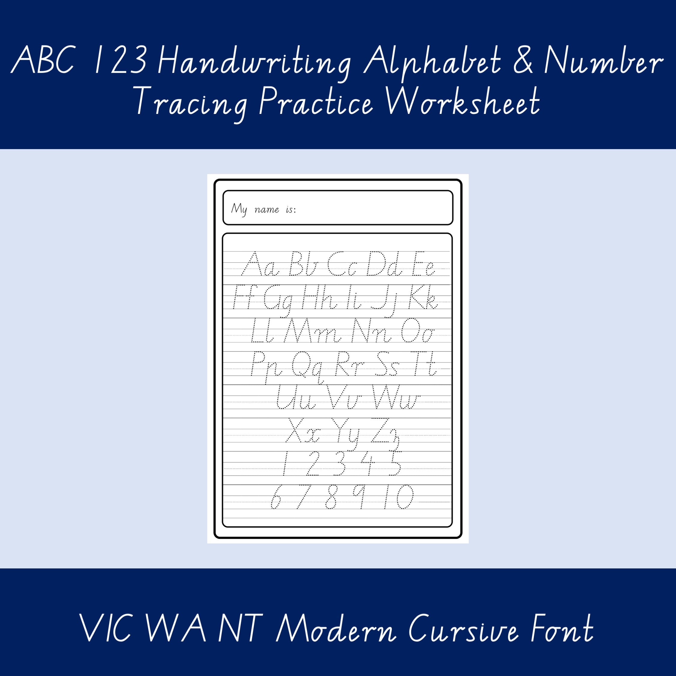 ABC 123 Victorian Handwriting Alphabet Number Practice - Etsy Australia