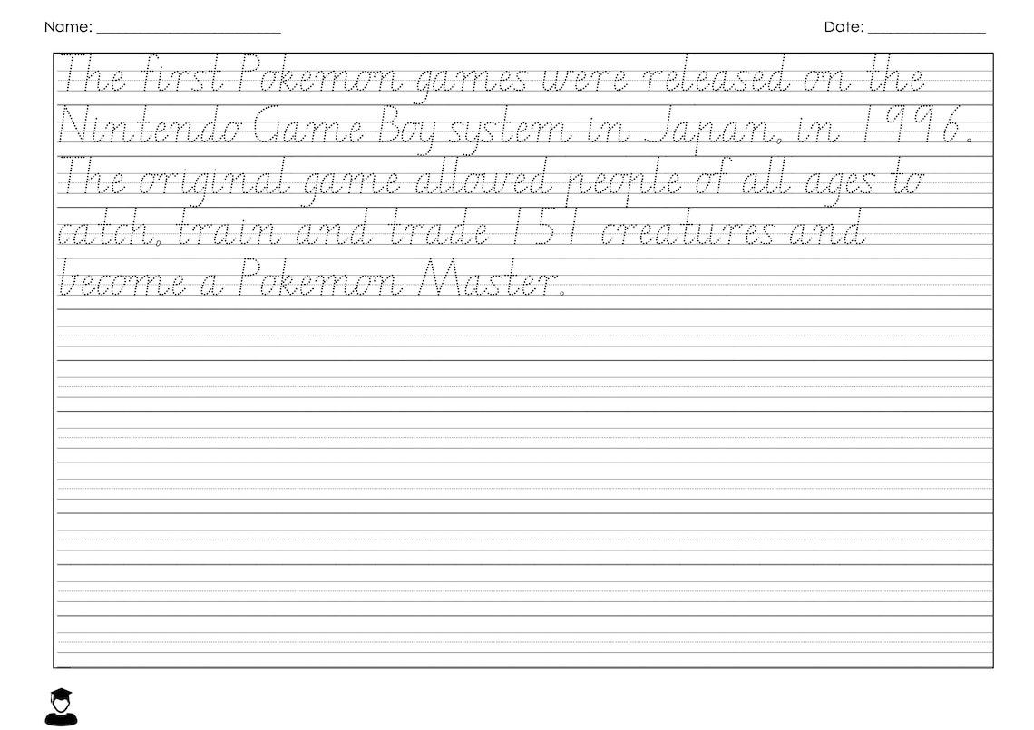 Year 1 - 2 Weekly Handwriting for the Year Read, Trace, Copy, Write in ...
