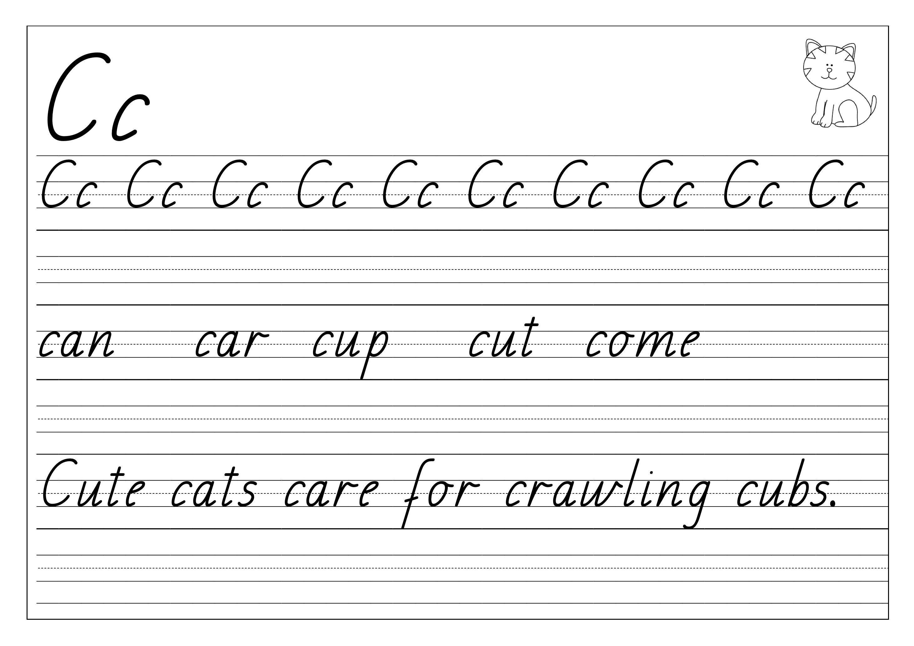 A-Z Alphabet Handwriting Practice Sheets Letter Formation South Australia SA Pre Cursive Print ...