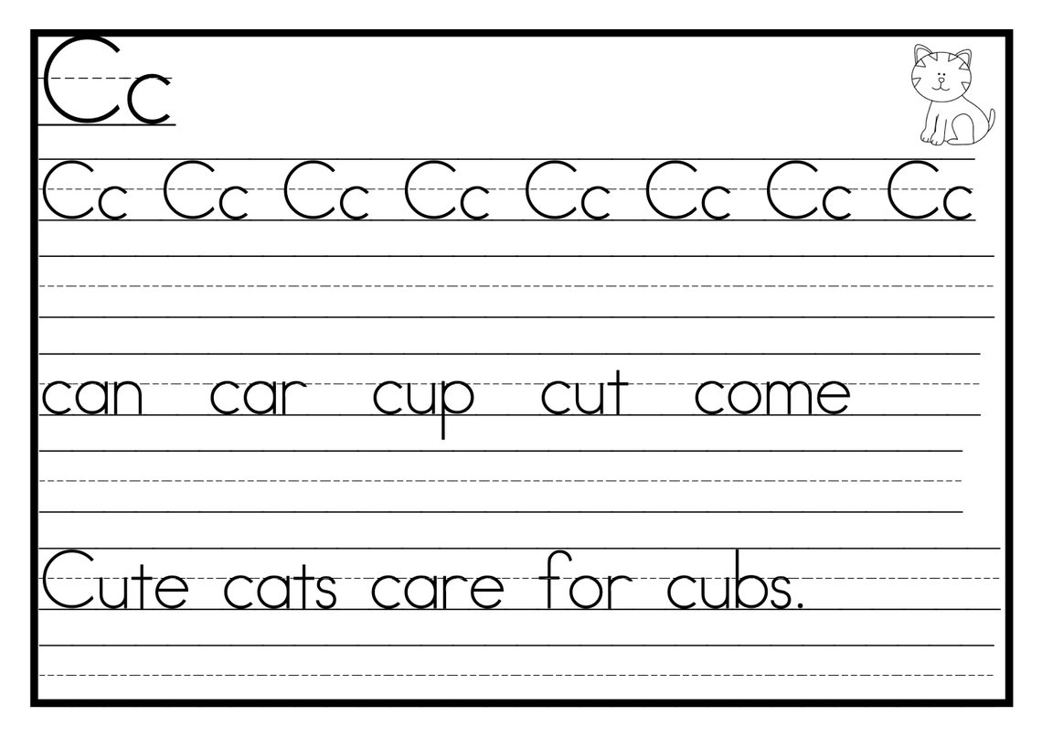 A-Z Alphabet Letters Handwriting Practice Sheets Australia Foundation ...