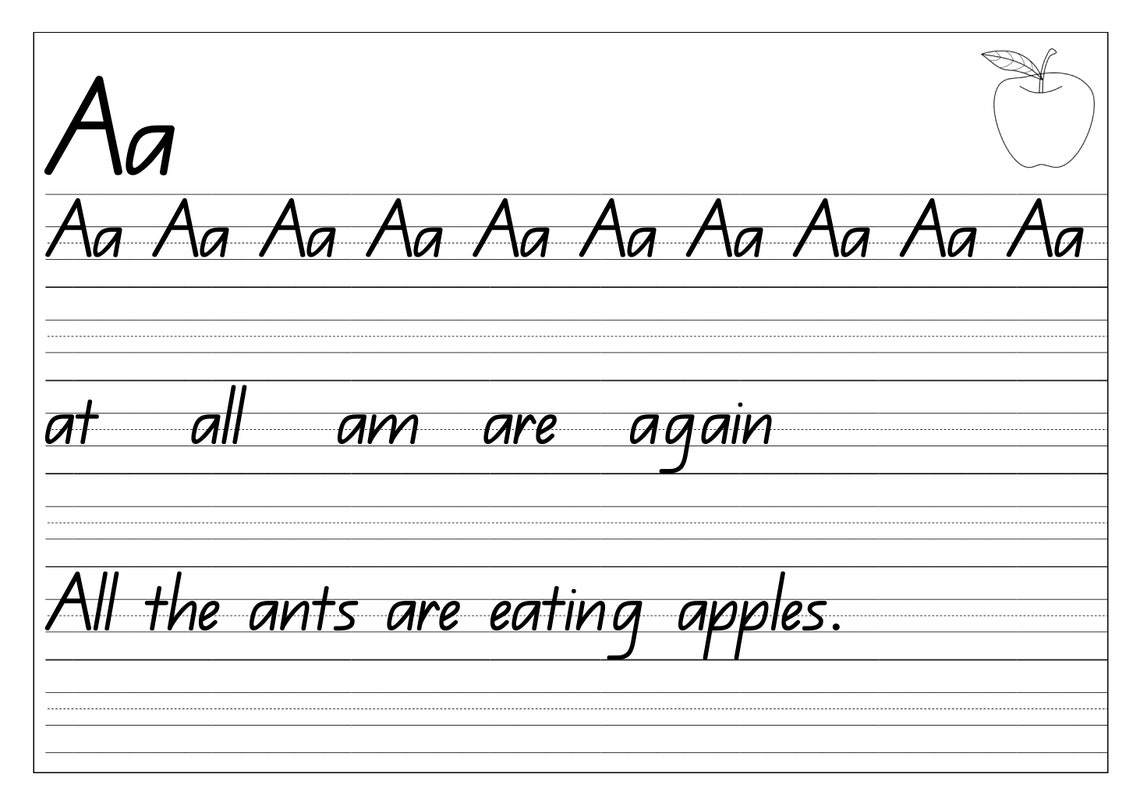 Alphabet Handwriting Practice Sheets A-Z Letters QLD | Etsy