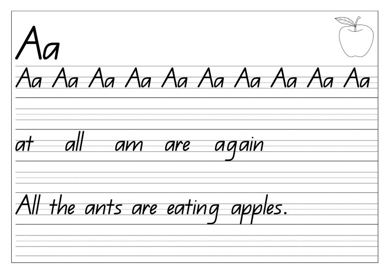 Alphabet Handwriting Practice Sheets A-Z Letters QLD Queensland ...