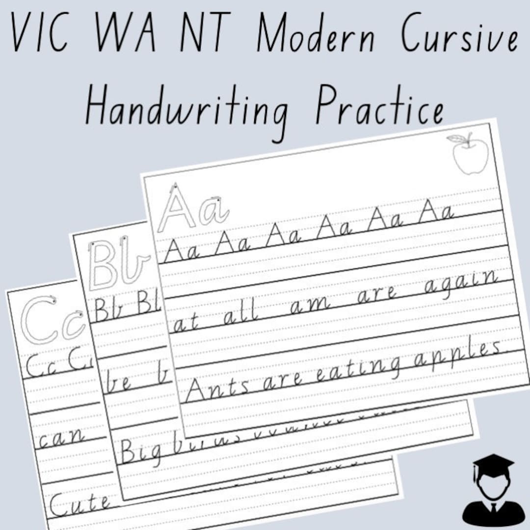 A-Z Alphabet Handwriting Letters Practice Sheet VIC WA NT Australia ...