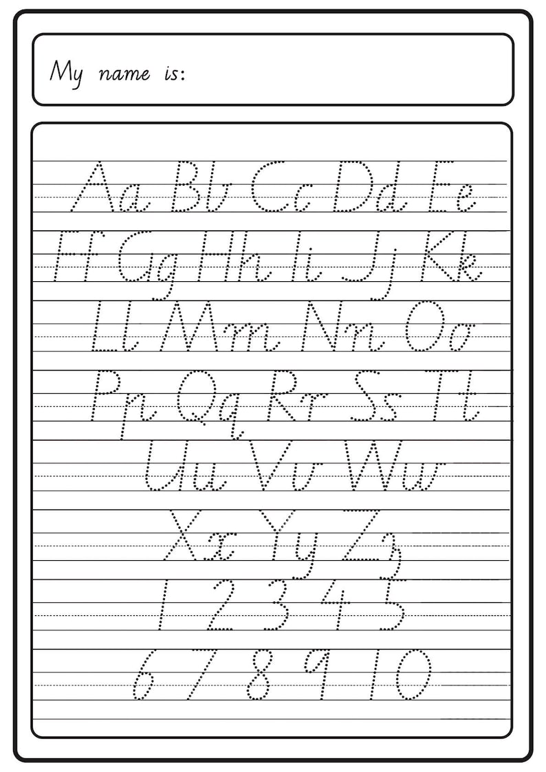 ABC 123 Victorian Handwriting Alphabet Number Practice - Etsy