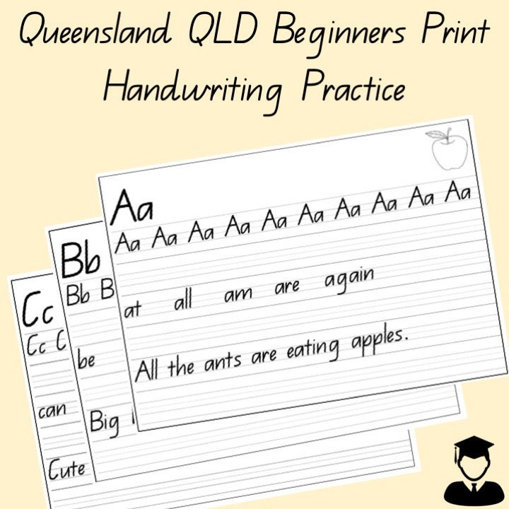 Alphabet Handwriting Practice Sheets A-Z Letters QLD Queensland ...