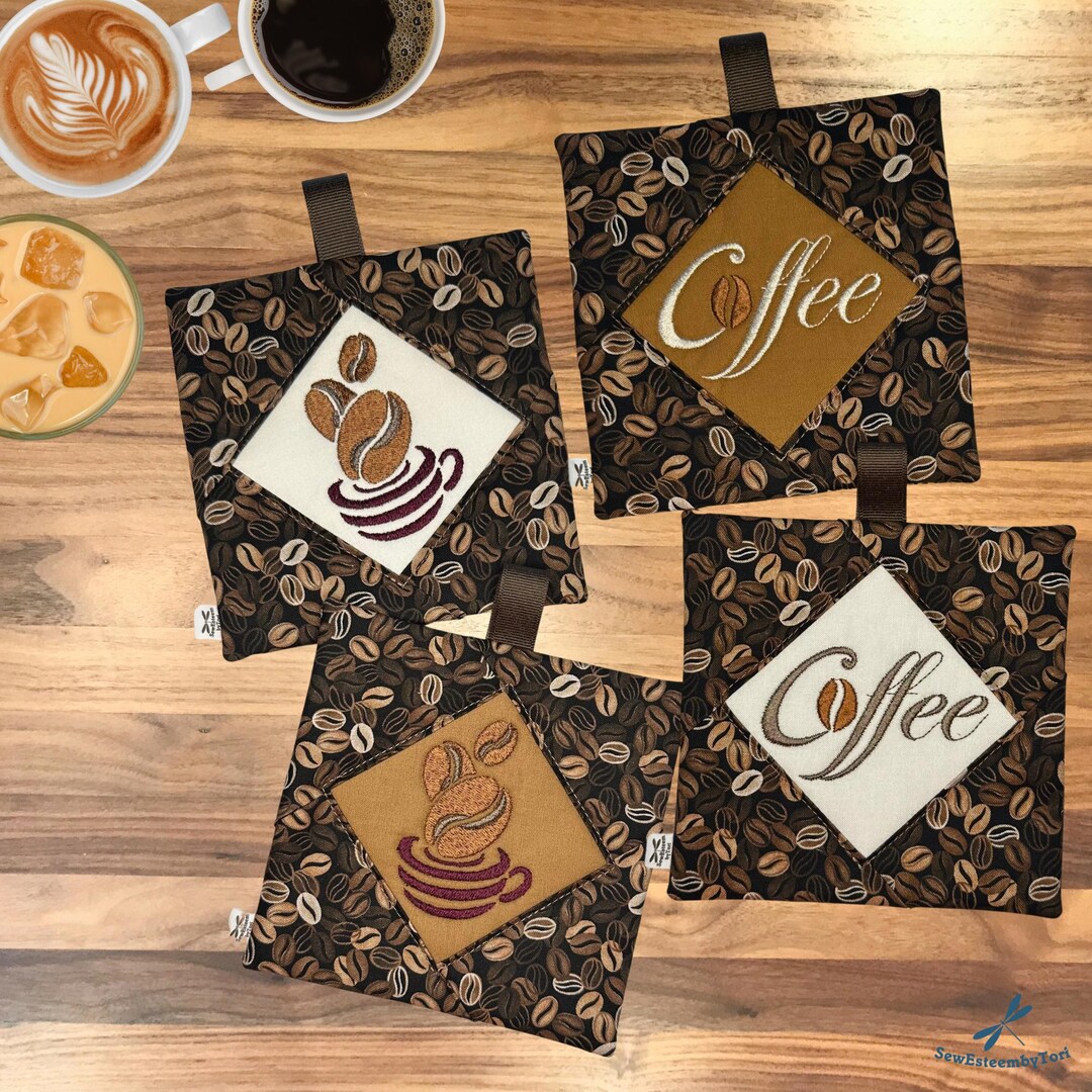 Coffee Mug Rug - Embroidered Fabric Coaster - Coffee Lovers - Etsy