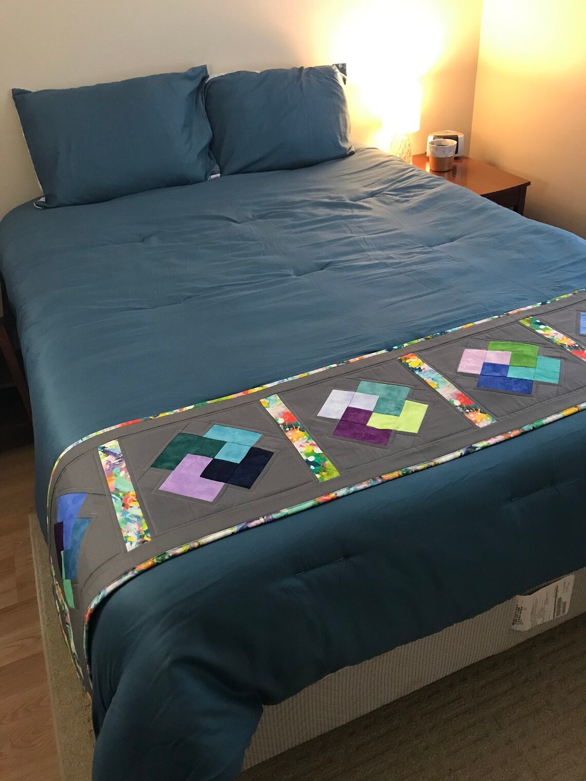 80 Quilted Runner Table Runner or Bed Runner Muted | Etsy