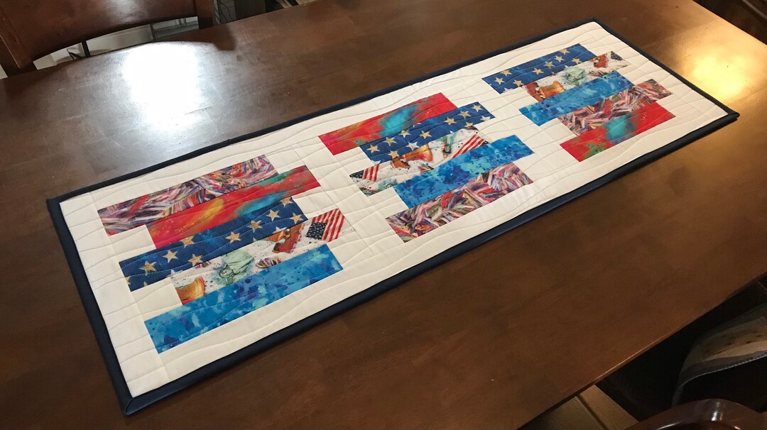 Patriotic Quilted Table Runner/table Topper - Featuring American Icons ...