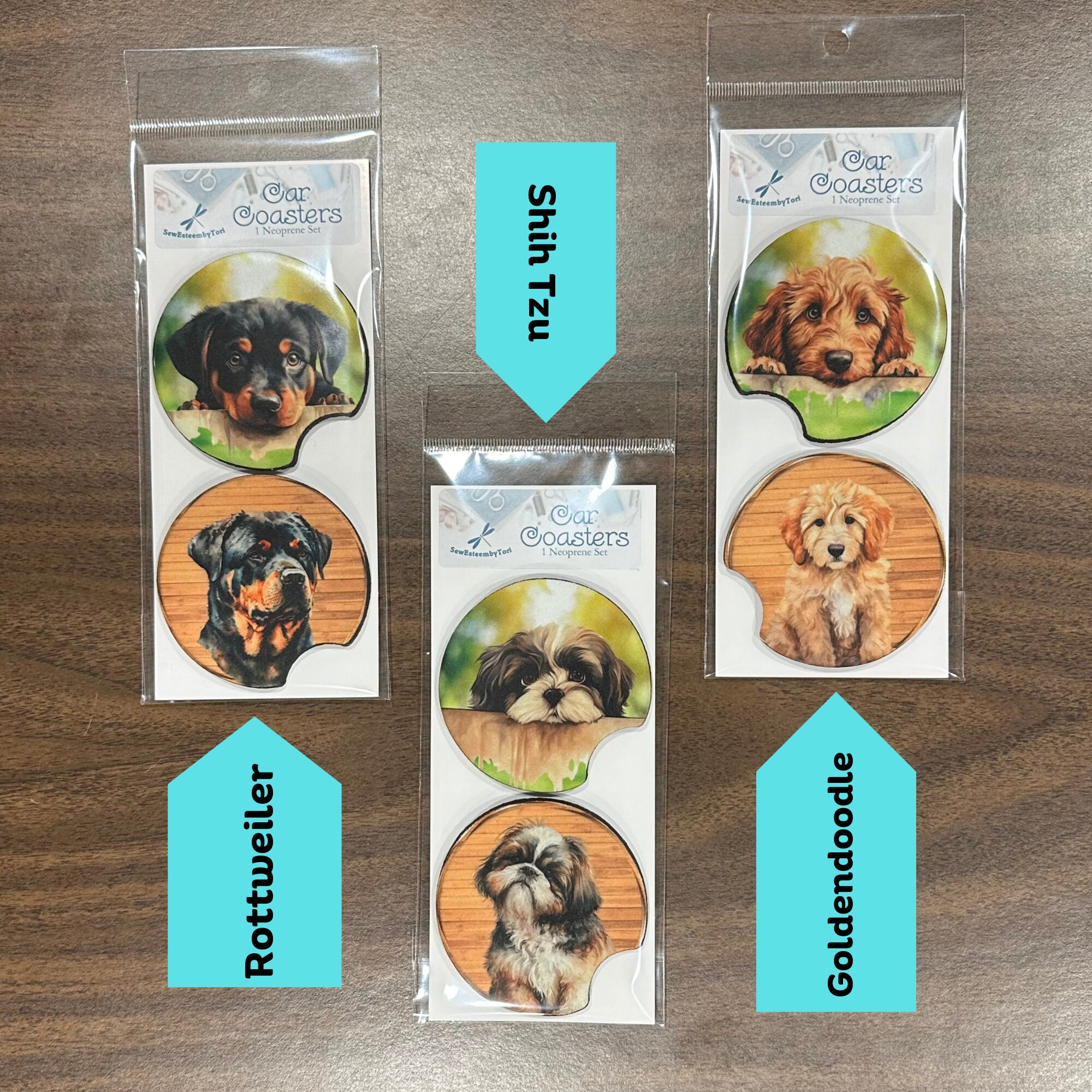 Dog Breed Car Coasters: Neoprene Pet Photo Gift (set of 2) - Etsy
