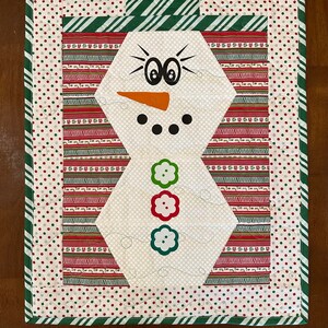Candy Stripe Snowman Table Runner Quilted Table Runner, Quilted Snowman ...