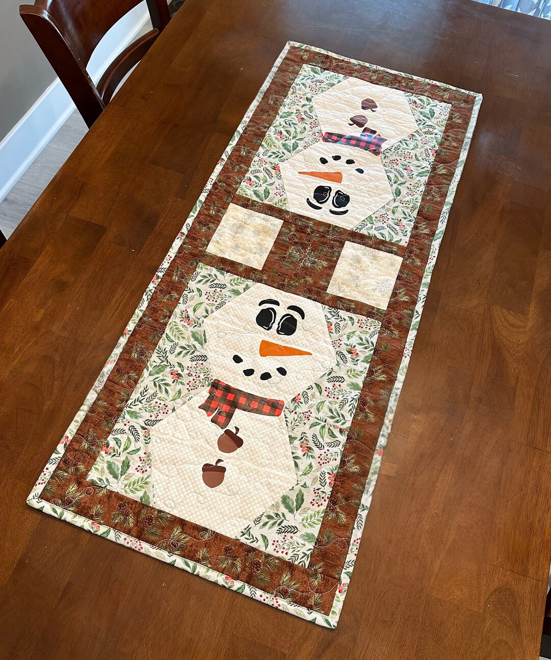 Country Living Snowman Table Runner - Quilted Table Runner, Quilted ...