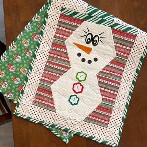 Candy Stripe Snowman Table Runner Quilted Table Runner, Quilted Snowman ...