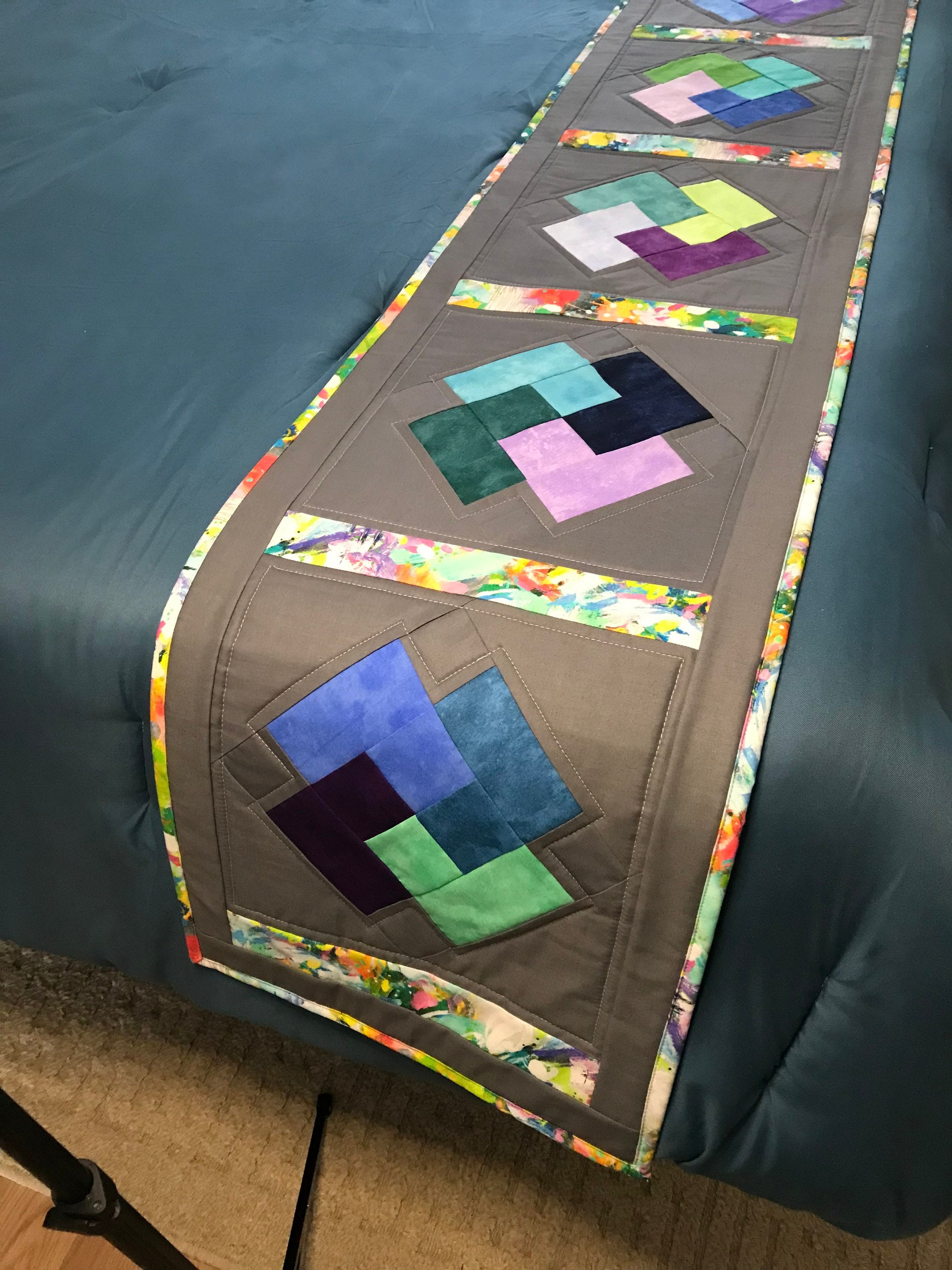 80 Quilted Runner Table Runner or Bed Runner Muted | Etsy