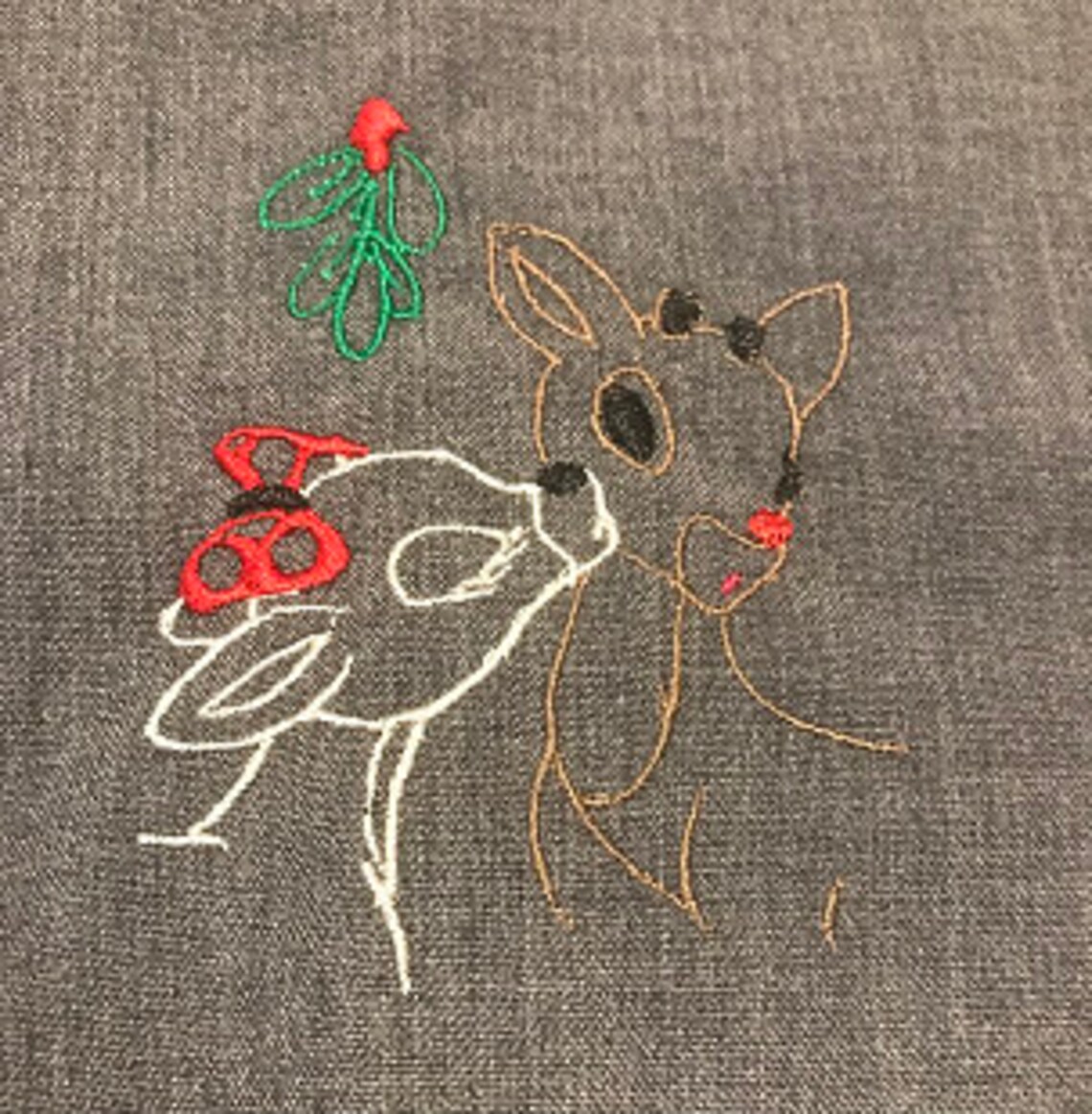 Clarisse Kissing Rudolph - the Red Nose Reindeer Xmas Embroidery File ...