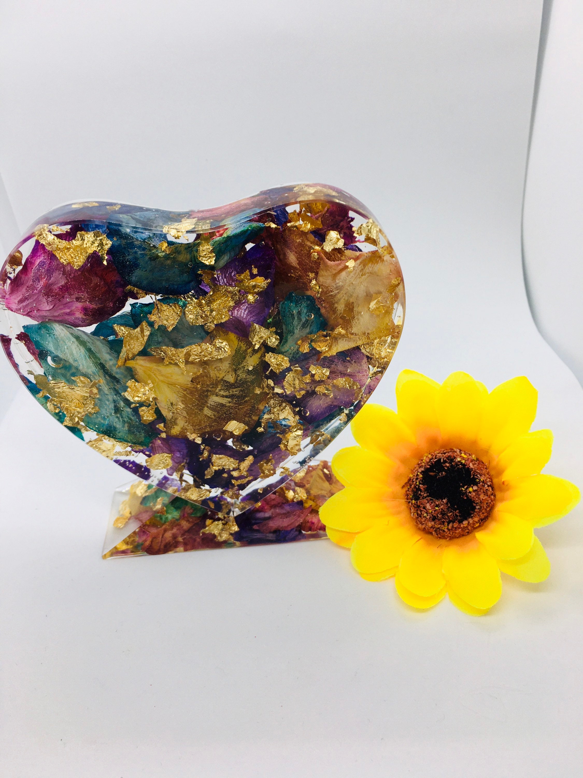 Heart shaped resin keepsake heart and stand containing | Etsy