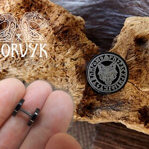 Viking Black Steel Stud Earring Nordic Fenrir Wolf for Men or Women - Etsy